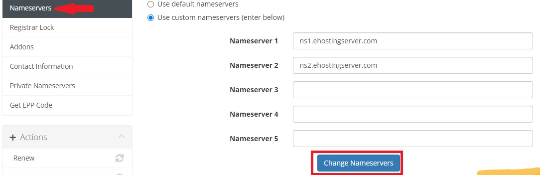How to change Domain Nameserver? - eHostingServer